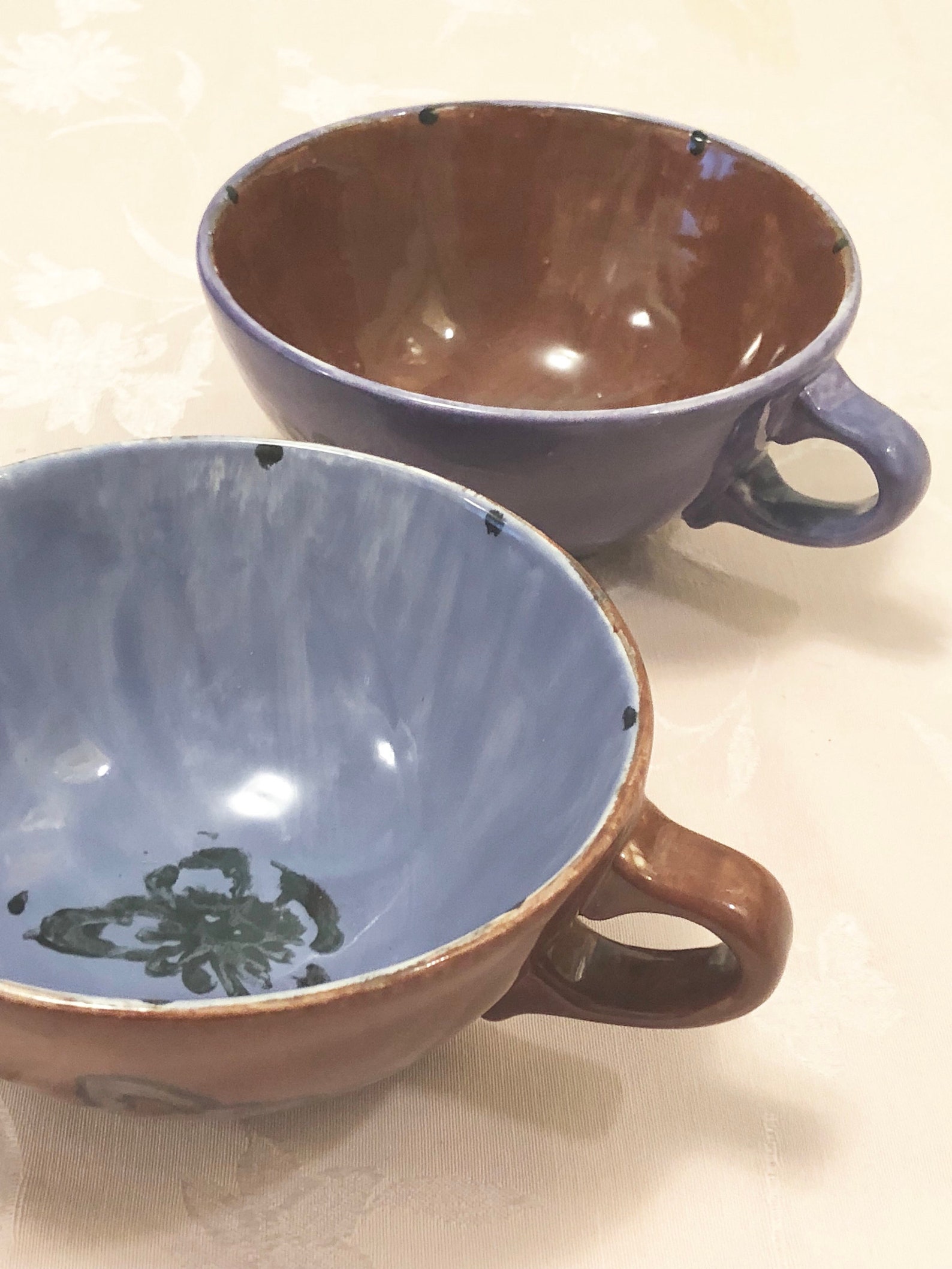 2 Couples Hand Spun Clay Pottery Soup Mug Style Beautiful Set - Etsy