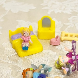 Small Mini Plastic Pocket Size Dolls Lot of Dolls and Furniture Comes ...