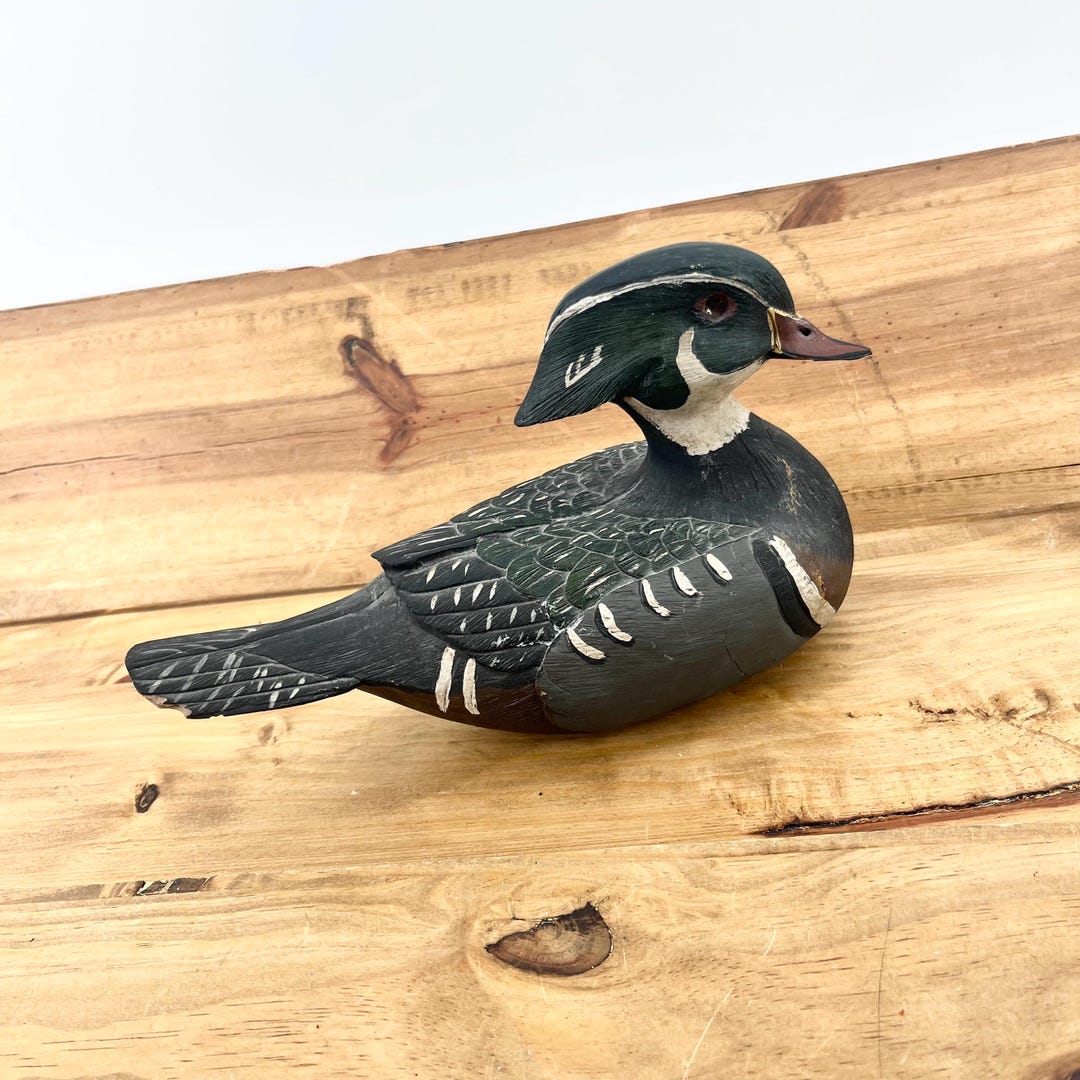 Vintage Solid Wood Duck With Very Detailed Painted Finish Vintage Duck ...