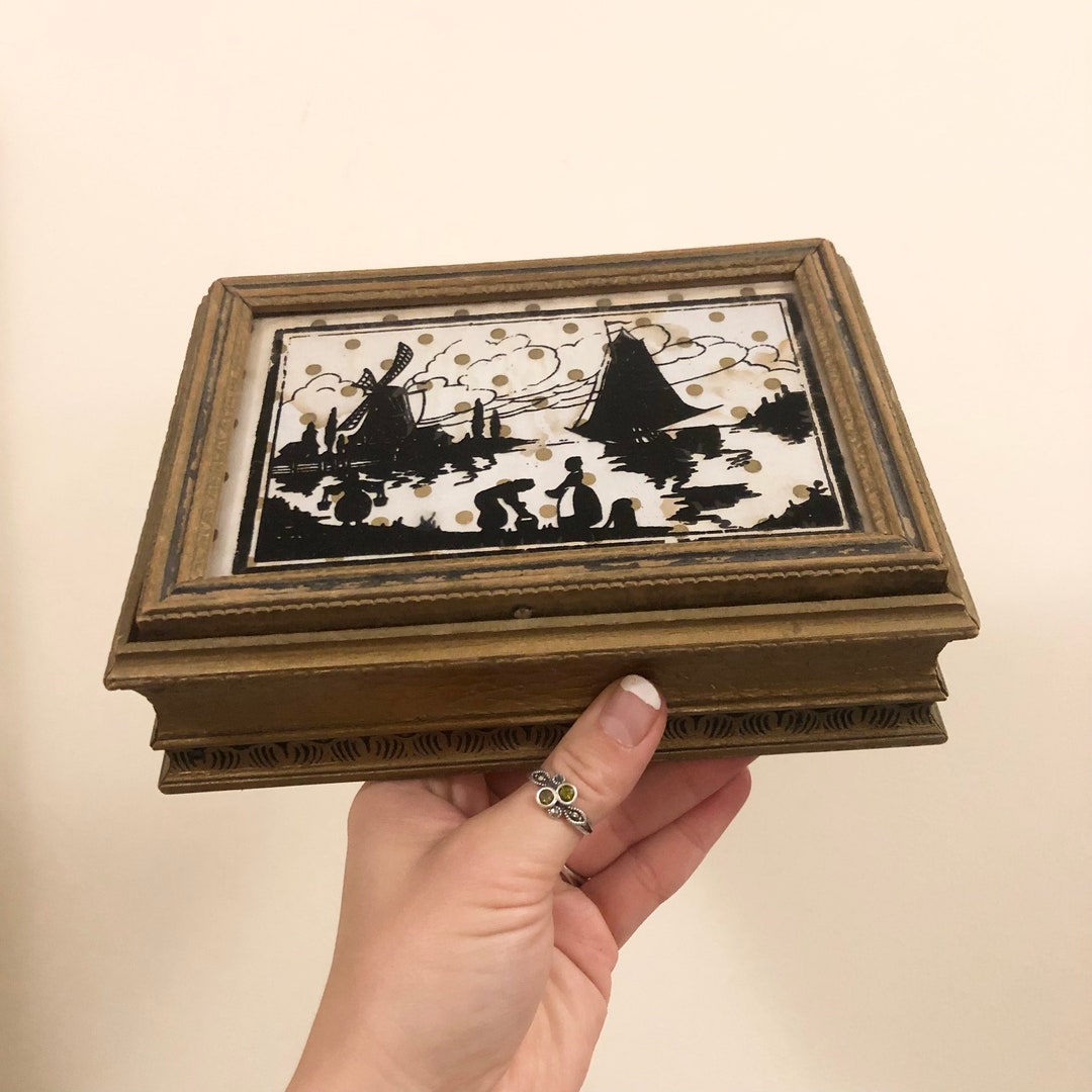 Jewelry Box With Mirror Made to Look Like A Very Old Box With A Dutch ...