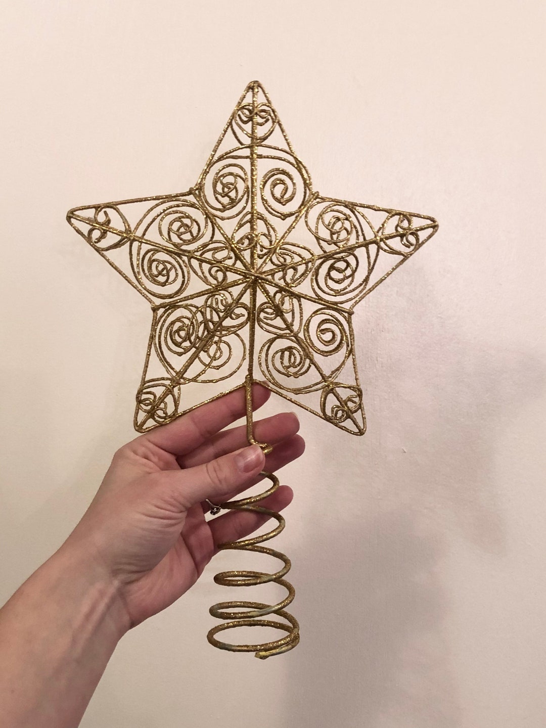 Gold Wire Tree Topper Star Bright Tree Topper Vintage Christmas Star ...