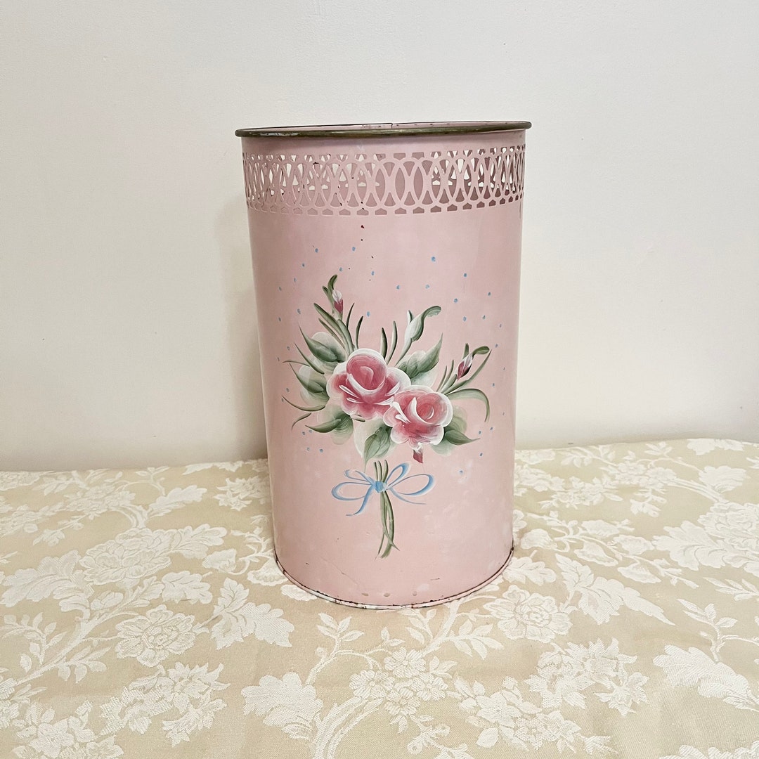 Pink Mid Century Umbrella Bin Trash Bin Beautiful Metal Waste Bin Trash ...