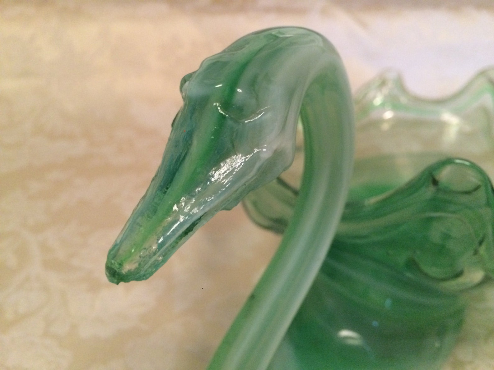 Elegant Blown Glass Swan White and Green Glass Bowls Beautiful - Etsy