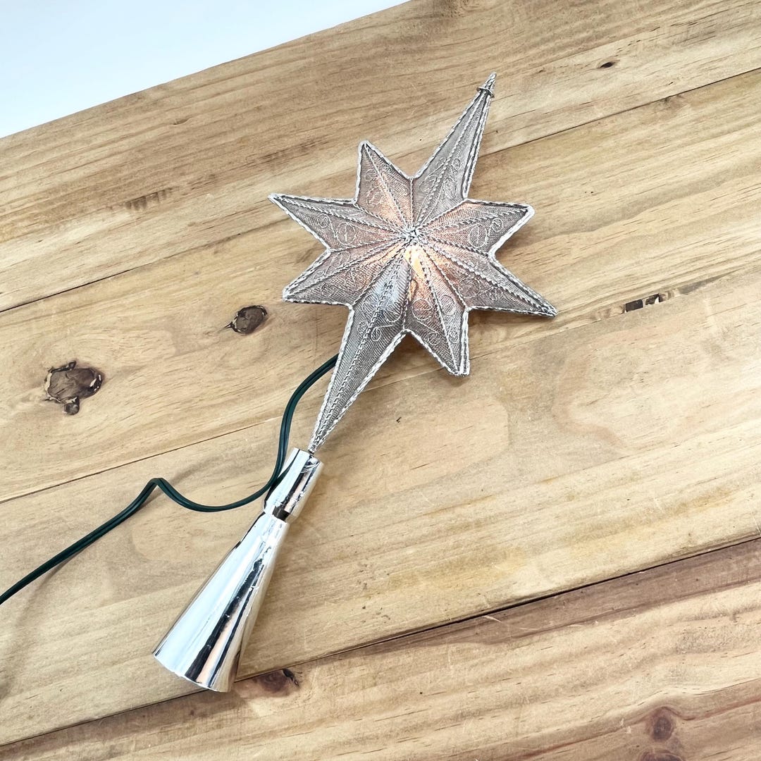 Light up Silver Tree Topper With Light Inside Tree Topper Accent Piece ...