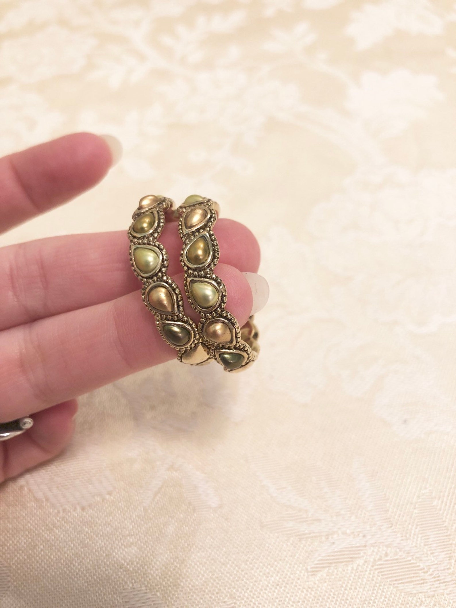 Antique Earth Tone Hoops Elegant Hoop Earrings With Tear Drop - Etsy
