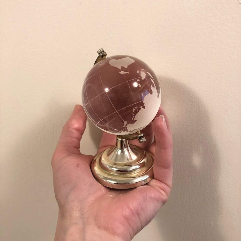 Vintage Mini Glass Globe With Plastic Stand Frame Mini Glass Map ...