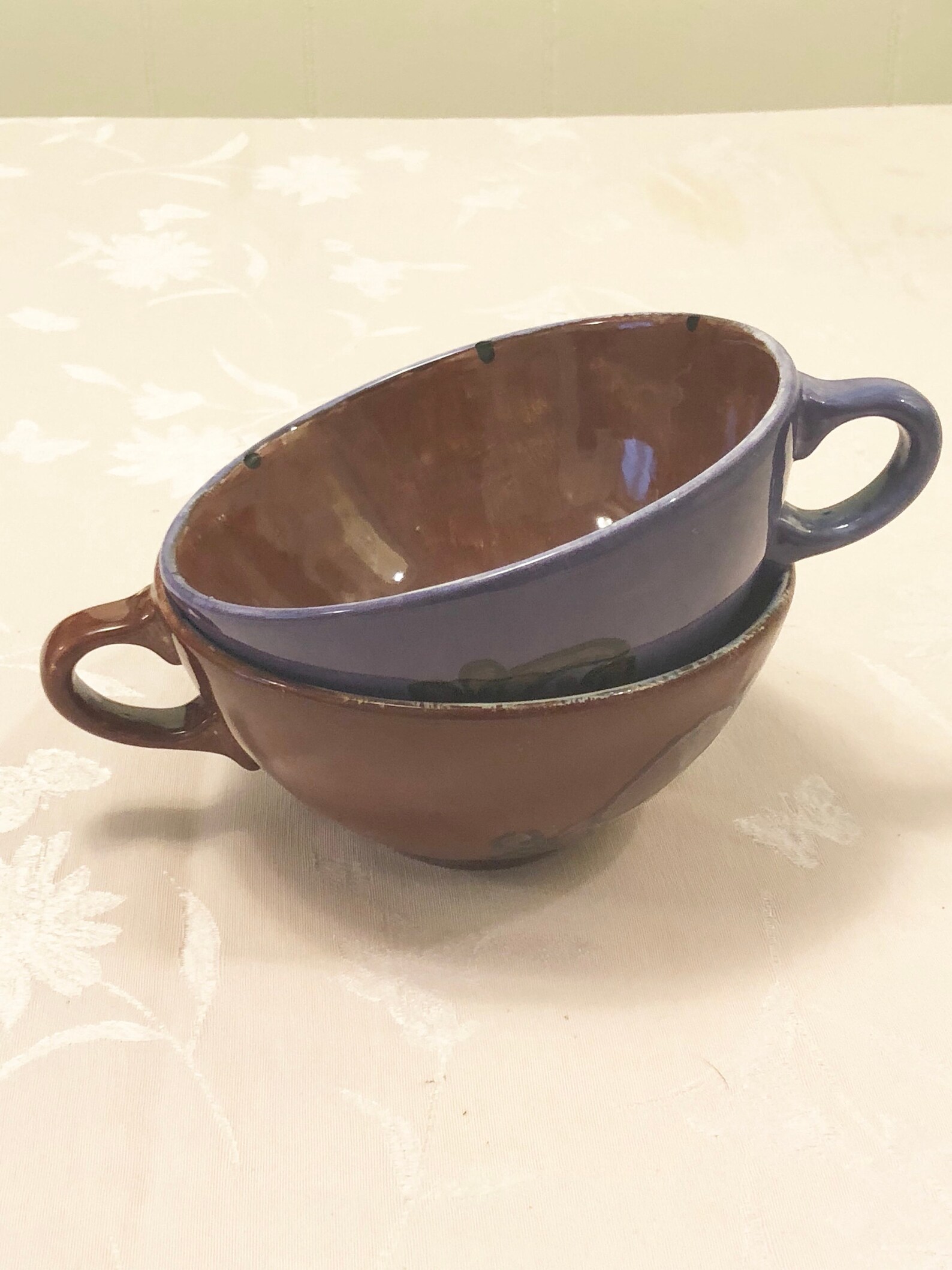 2 Couples Hand Spun Clay Pottery Soup Mug Style Beautiful Set - Etsy