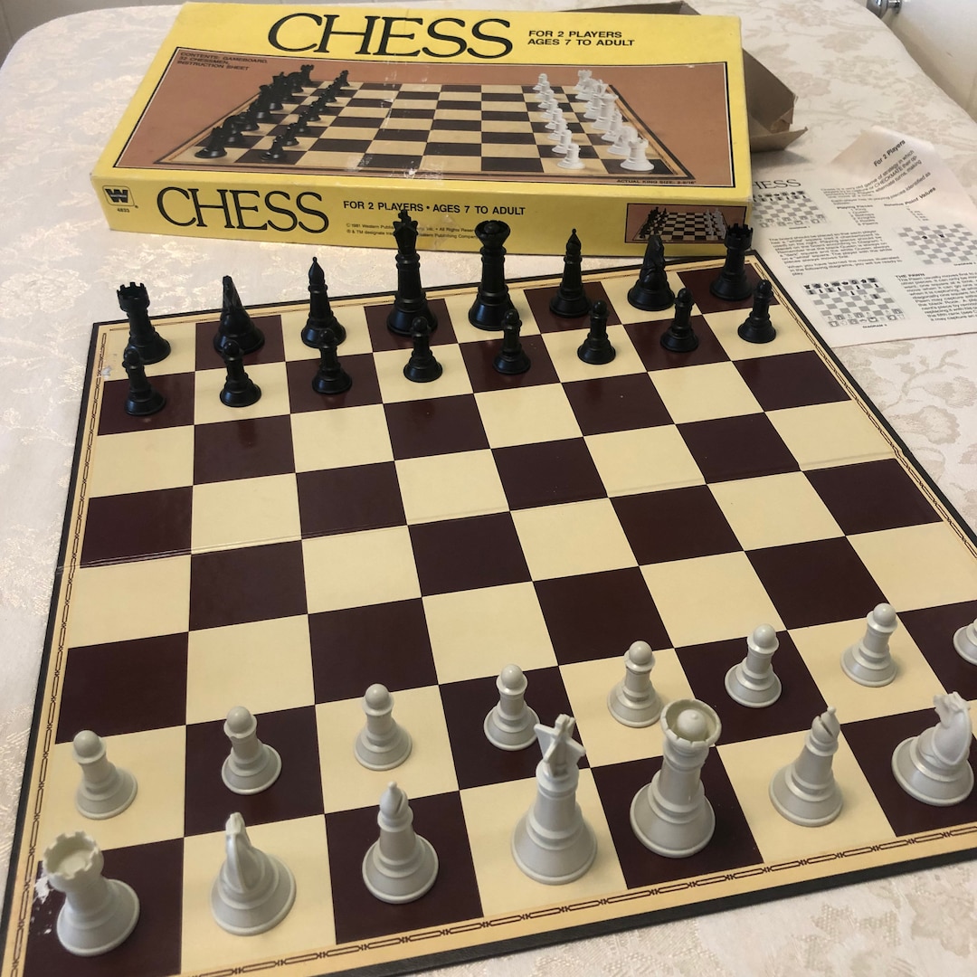 80s Chess Board and Pieces With Cardboard Case and Board With Matching ...