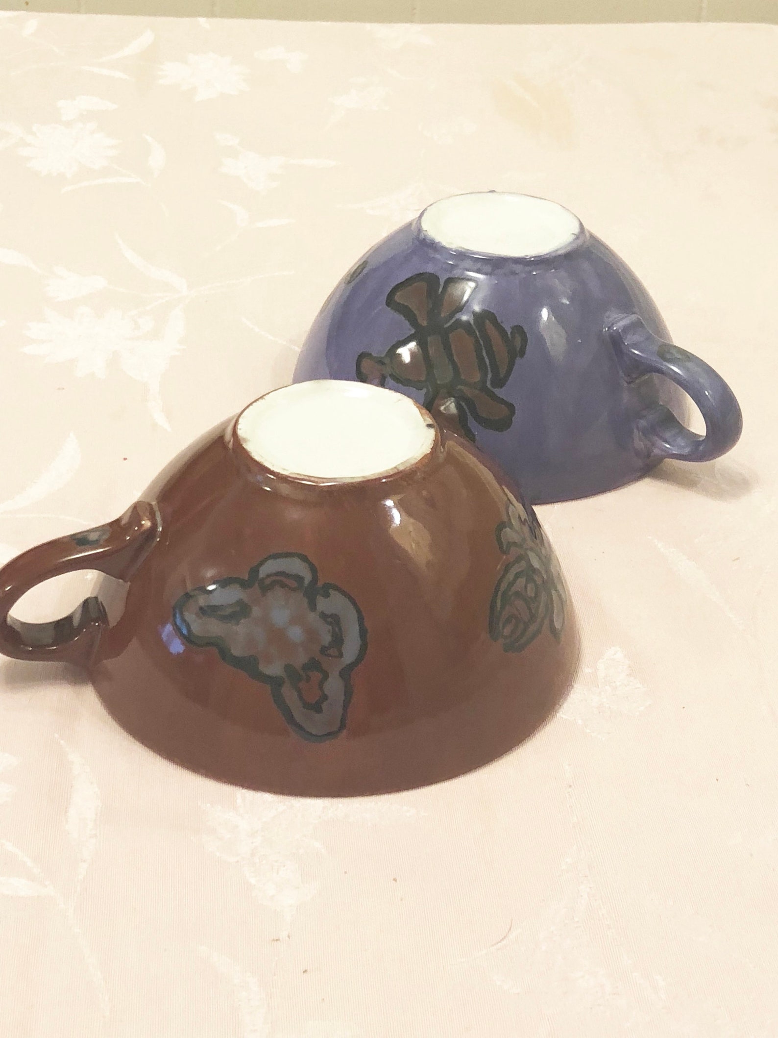 2 Couples Hand Spun Clay Pottery Soup Mug Style Beautiful Set - Etsy