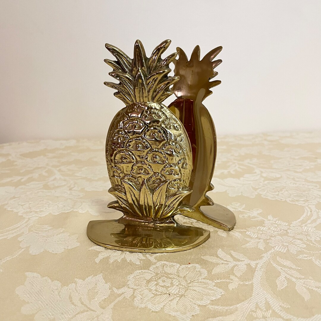 60s Brass Pineapple Bookends Shelf Book Ends Office Decor Elegant House ...