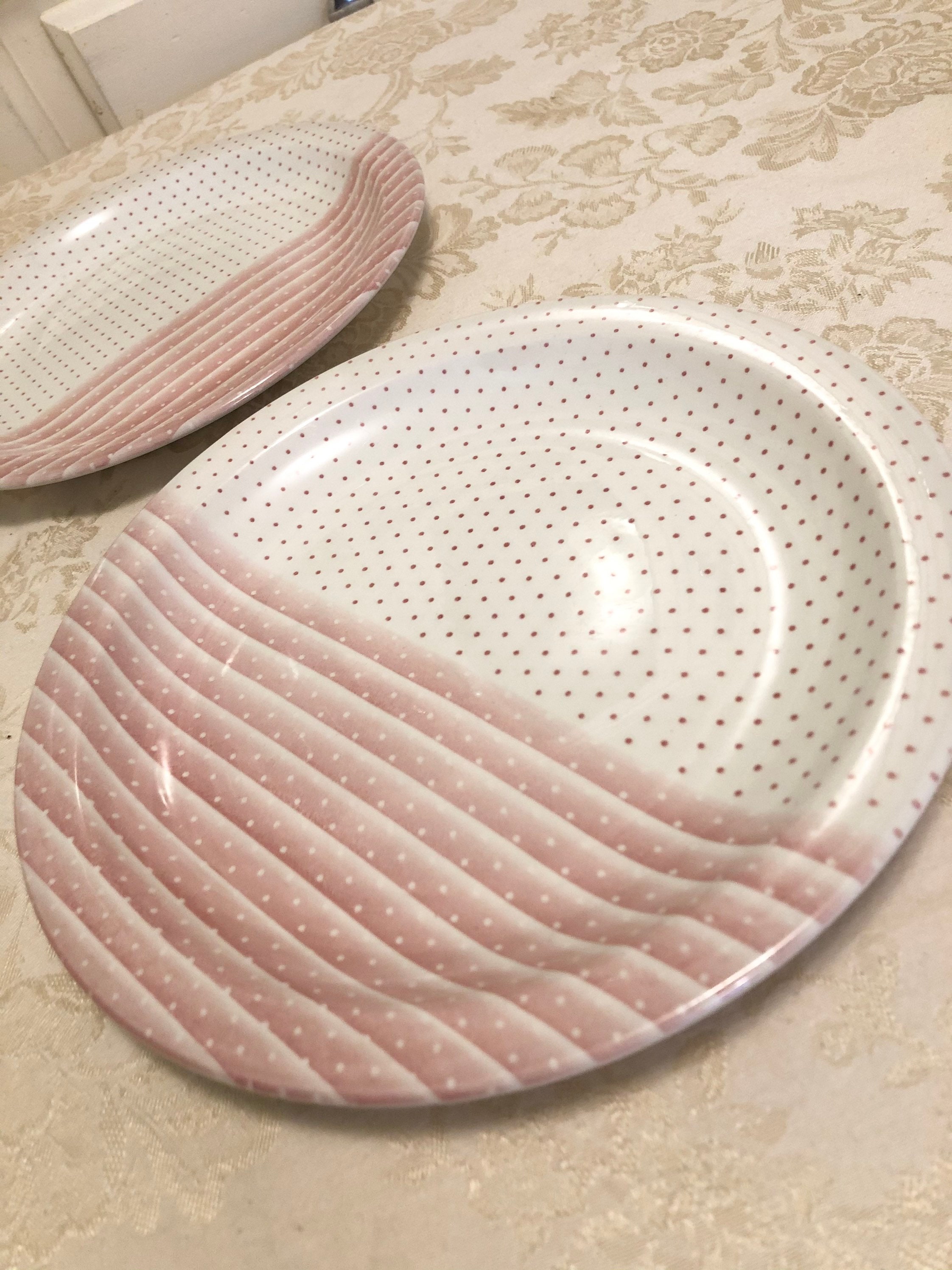 Mid Century Dinner Plates Set Of Plates Polka Dot Design By | Etsy