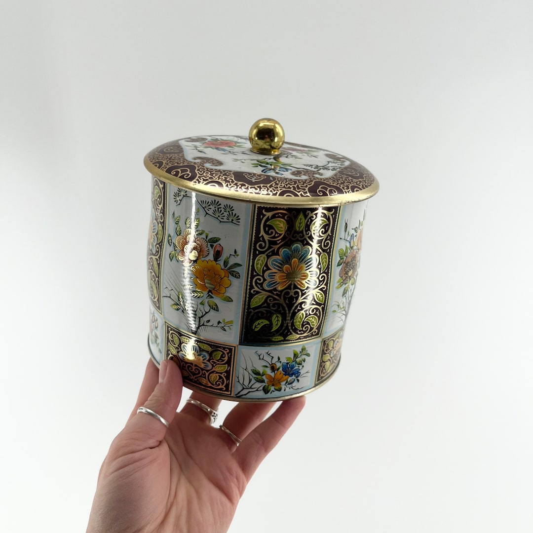60s Bold Floral Tin Canister England Tins Designed by Daher Decorated ...