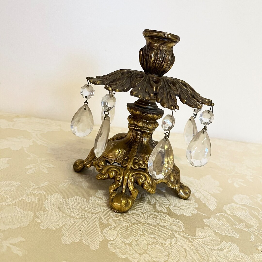Intricate Brass Candle Stick Holder Ornate Antiqued Brass Candle Holder ...