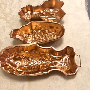 50s Pink Aluminum Kitchen Copper Mold Seafood Kitchen Decor Fish and ...