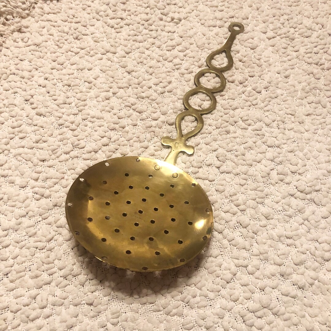 Large England Brass Cooking Utensils Gadget Solid Brass Strainer Ladle ...