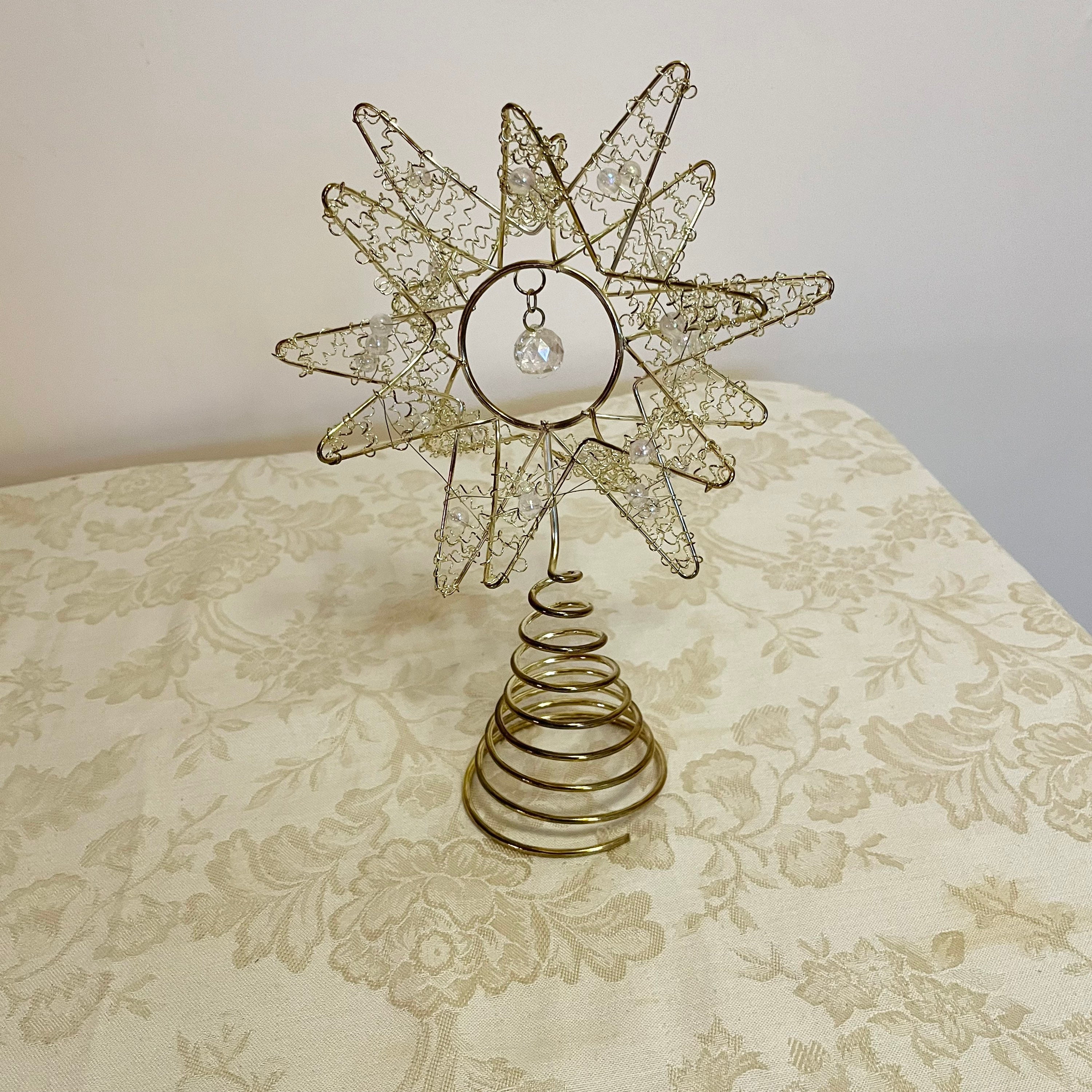 Golden Beaded Wire Tree Topper Star Bright Wire Inlay Bold Tree Topper ...