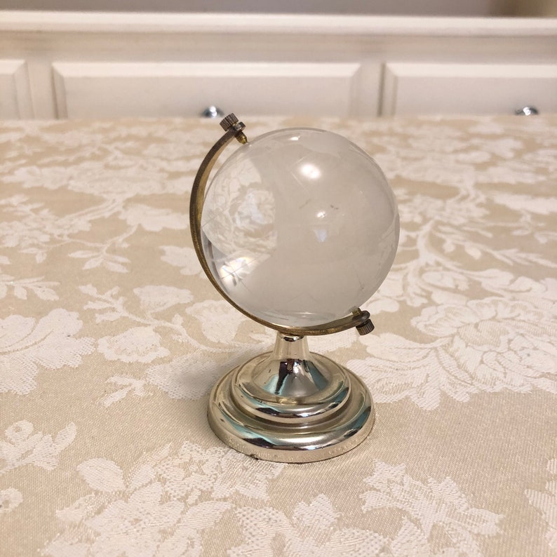 Vintage Mini Glass Globe With Plastic Stand Frame Mini Glass Map ...