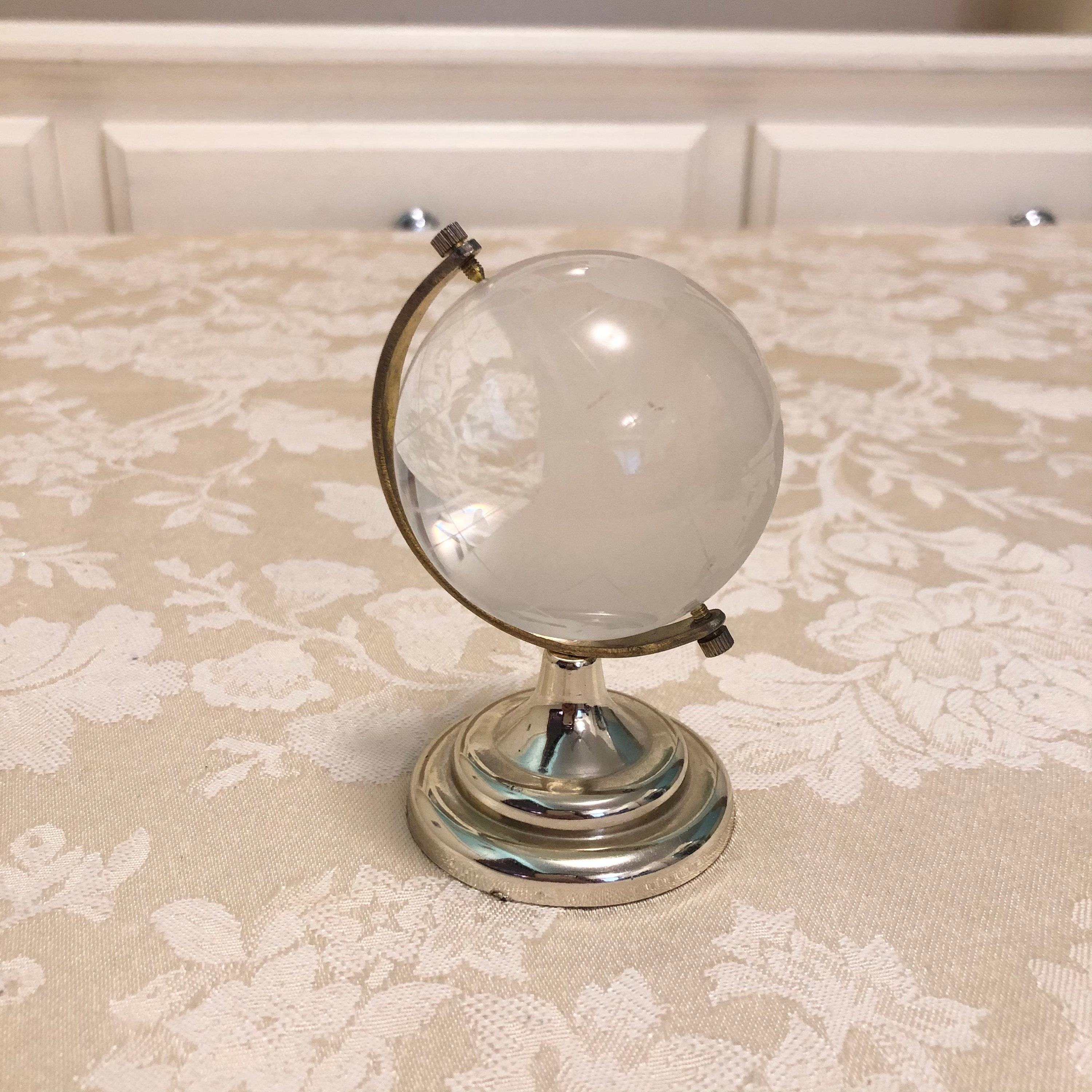 Vintage Mini Glass Globe With Plastic Stand Frame Mini Glass Map ...