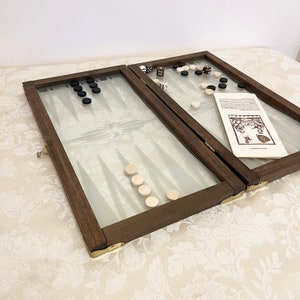 Antique Backgammon Set Complete With Dice and Tiles Detailed Brass Trim ...