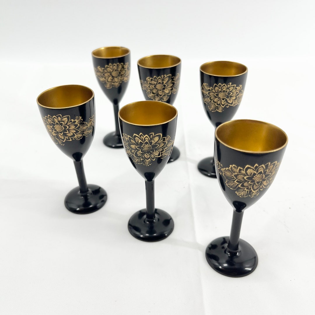 1920s Cordial Goblets Small Goblets Set of 6 With Golden Inside Antique ...