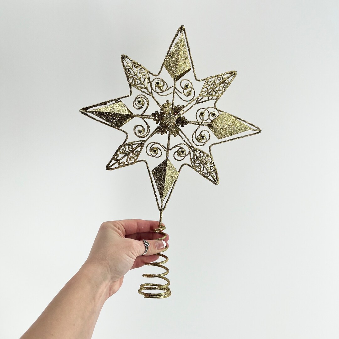 Gold Wire Tree Topper Star Bright Tree Topper Vintage Christmas Star ...