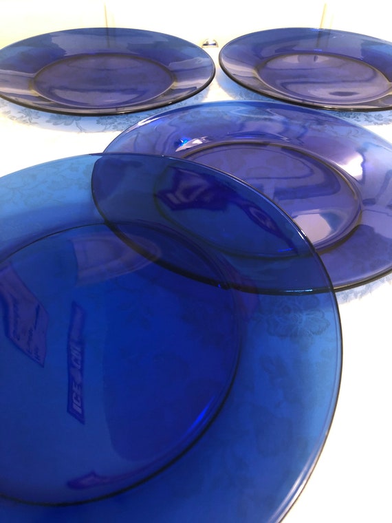 Single Cobalt Tray 13 Inch Blue Glass Serving Plates Vintage - Etsy
