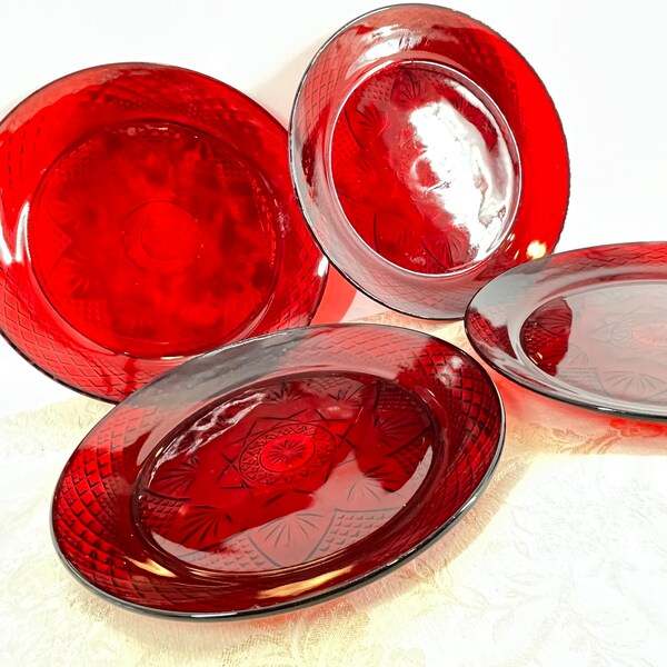 Red Glass Dinner Set - Etsy