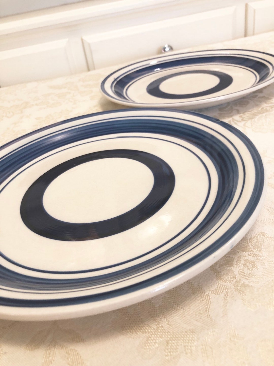 Royal Norfolk Blue Circular Dinner Plates Rough Stoneware Dinner Plates ...