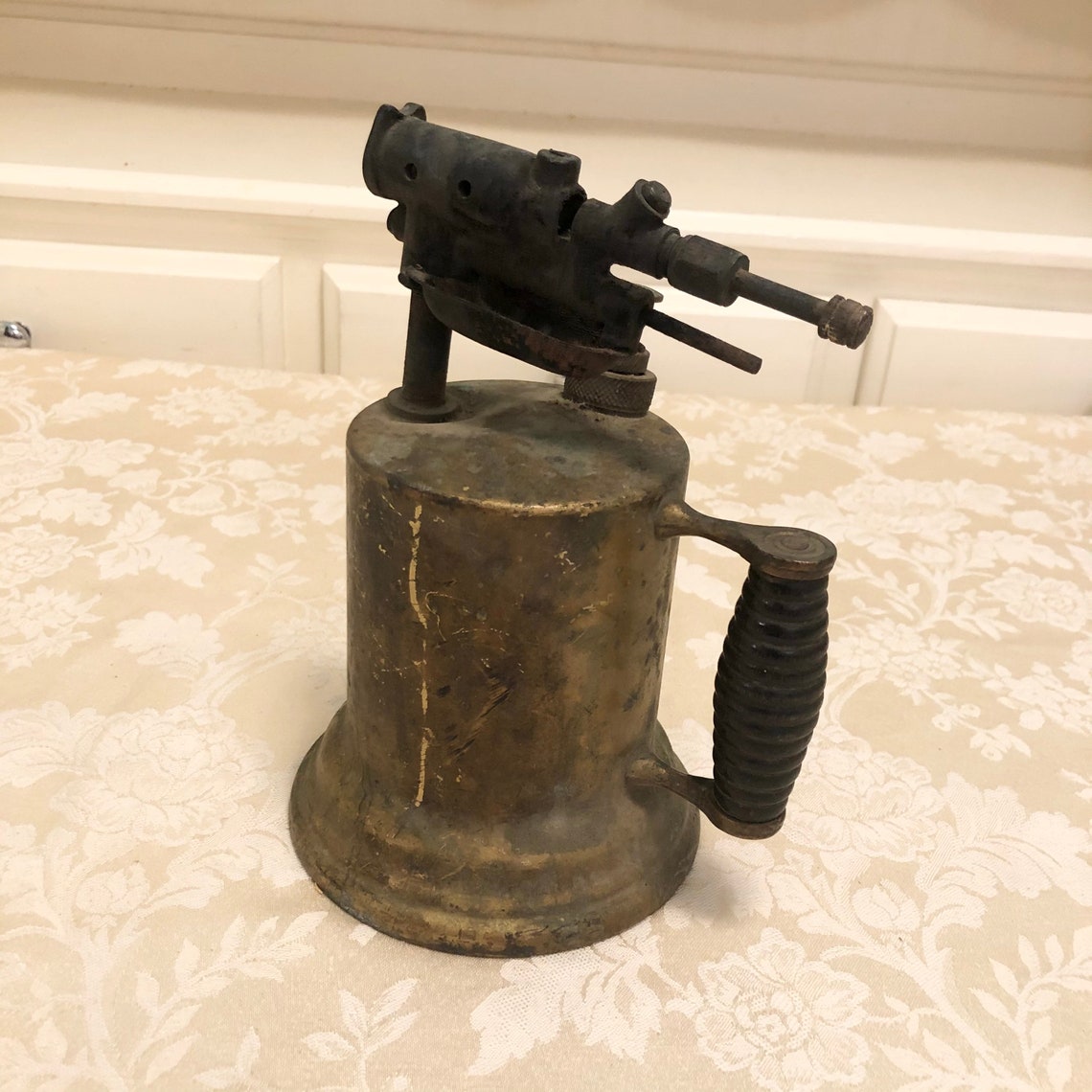 Antique Brass Hand Torch Aged Metal With Original Top Fittings One ...
