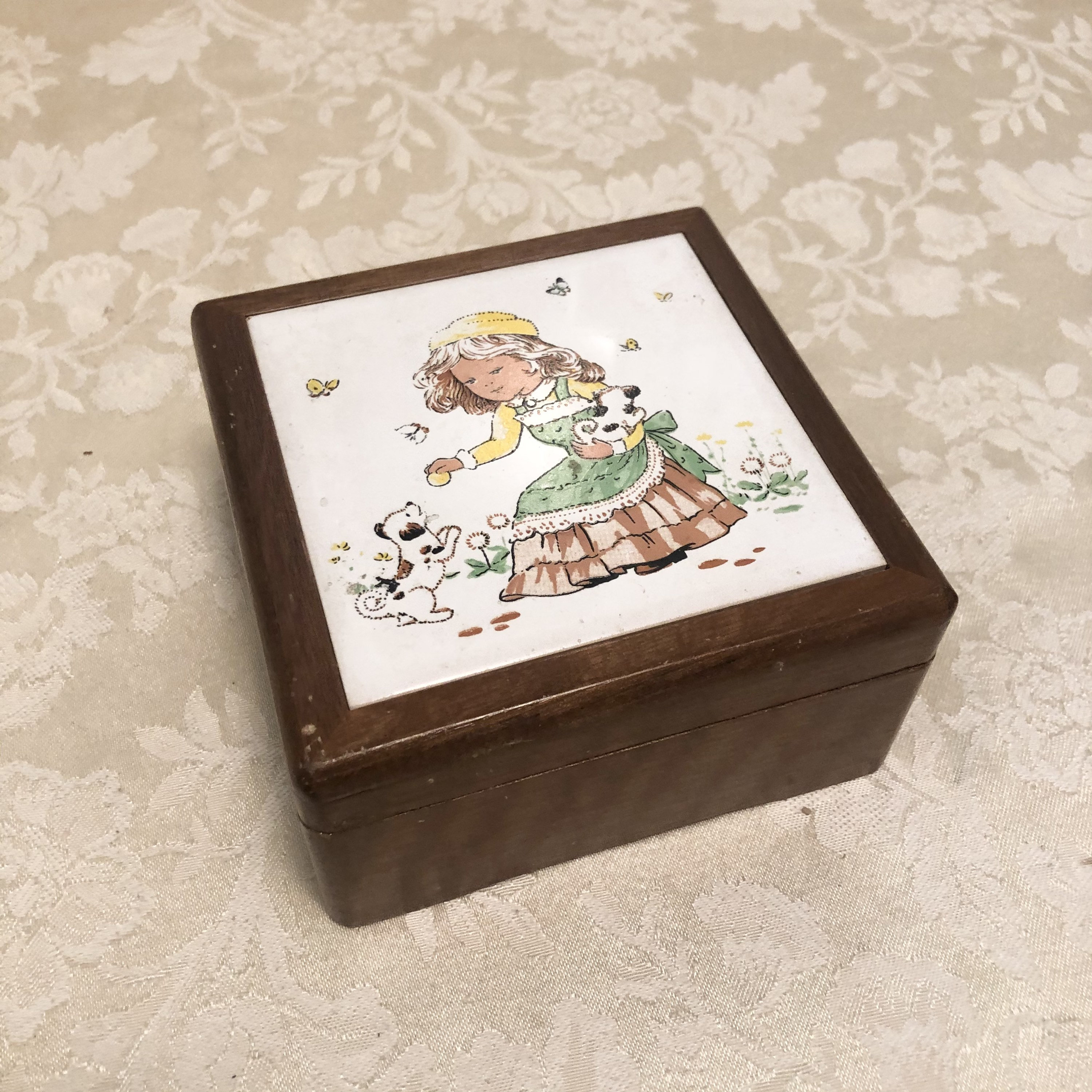 Solid Wood Box With Wooden Base and Lid Has A Tile Inlay Black - Etsy