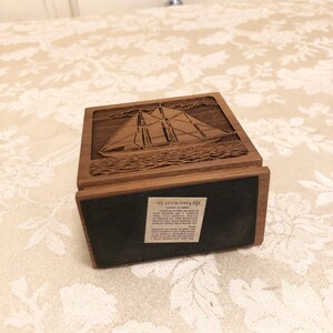 1977 Lasercraft Carved Wooden Ship on Block Vintage Pencil Holder ...