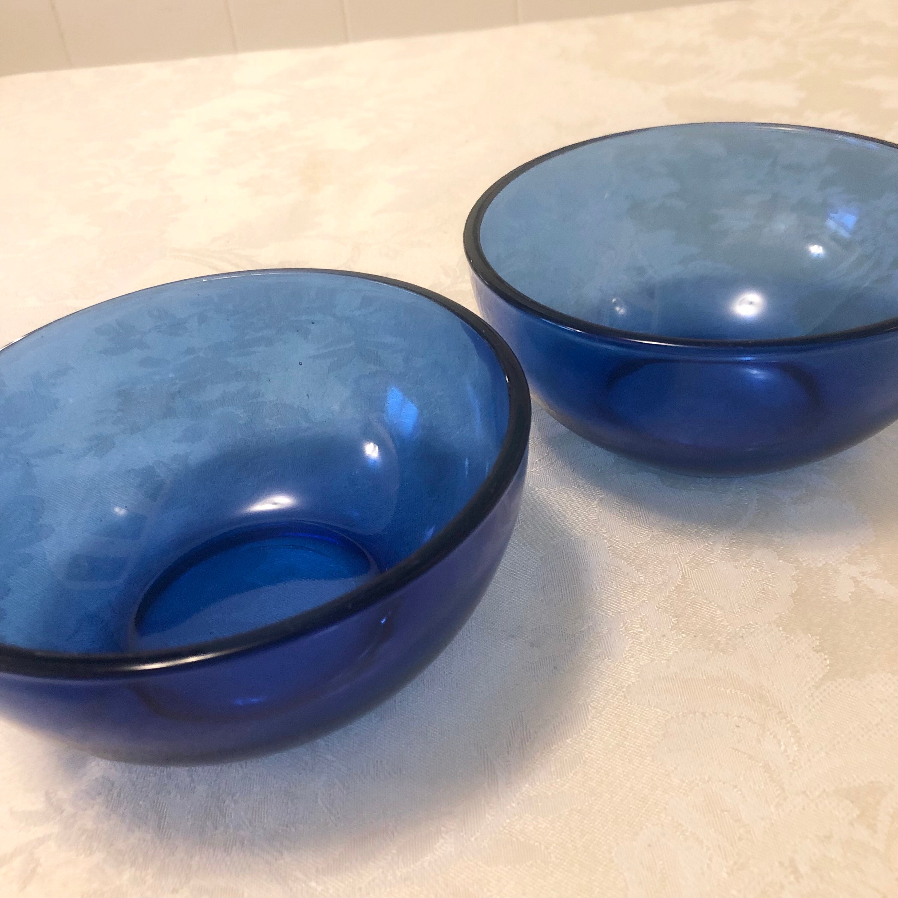 2 Cobalt Bowls Glass Bowls Beautiful Circular Design Of Cobalt | Etsy