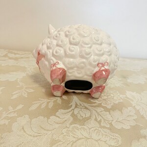 Vintage Sheep Bank Piggy Bank Sheep Bank White and Pink With Ballerina ...