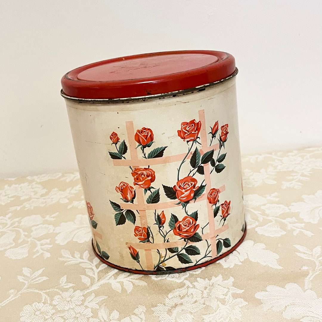 Retro Red Cottage Kitchen Tin Set Food Storage Crackers Cookie Tin ...