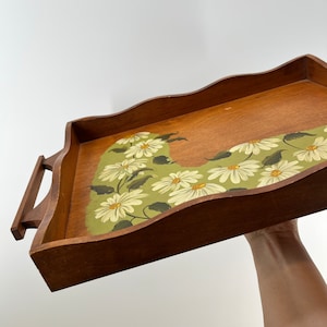 Vintage Wooden Tray Flower Design Folk Art Multi Use Tray Food Tray ...