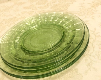 Green Glass Dinner Plates - Etsy