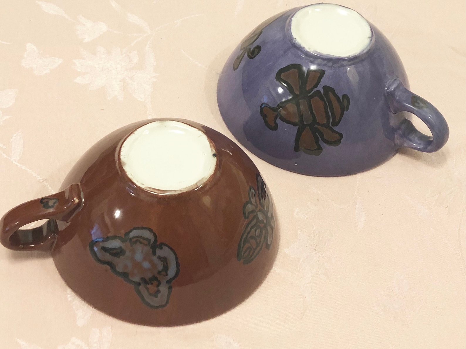 2 Couples Hand Spun Clay Pottery Soup Mug Style Beautiful Set for ...