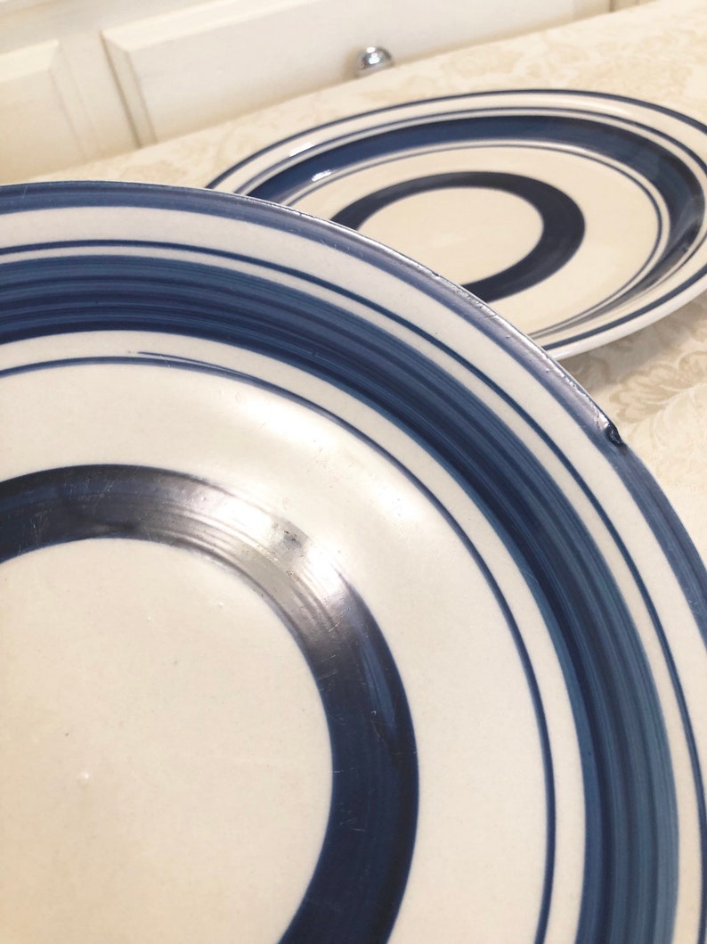 Royal Norfolk Blue Circular Dinner Plates Rough Stoneware | Etsy