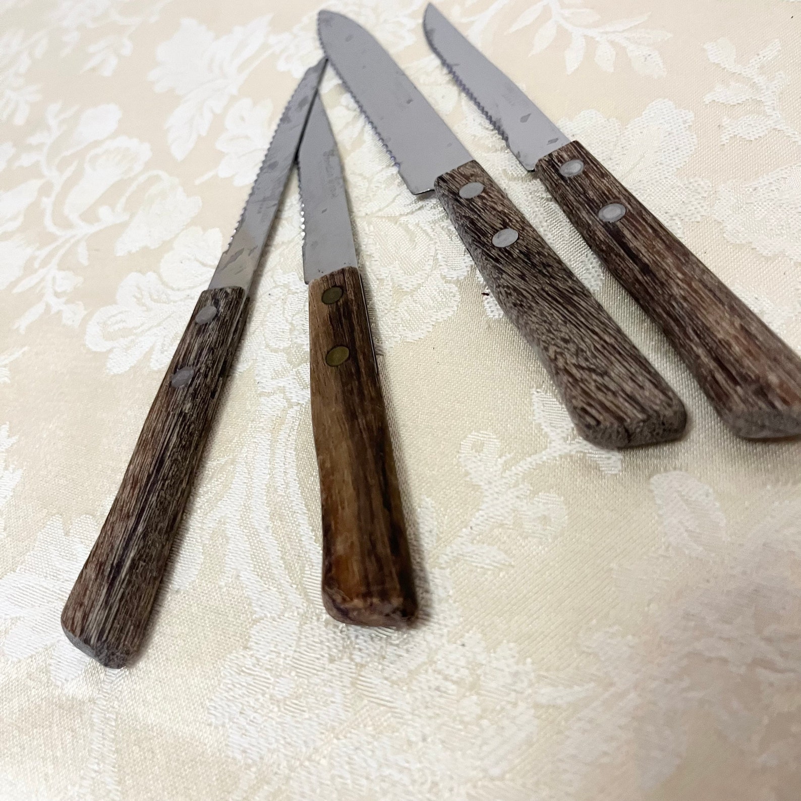 Stainless Steel Knives Primitive Wooden Knife Handles Japan Made ...