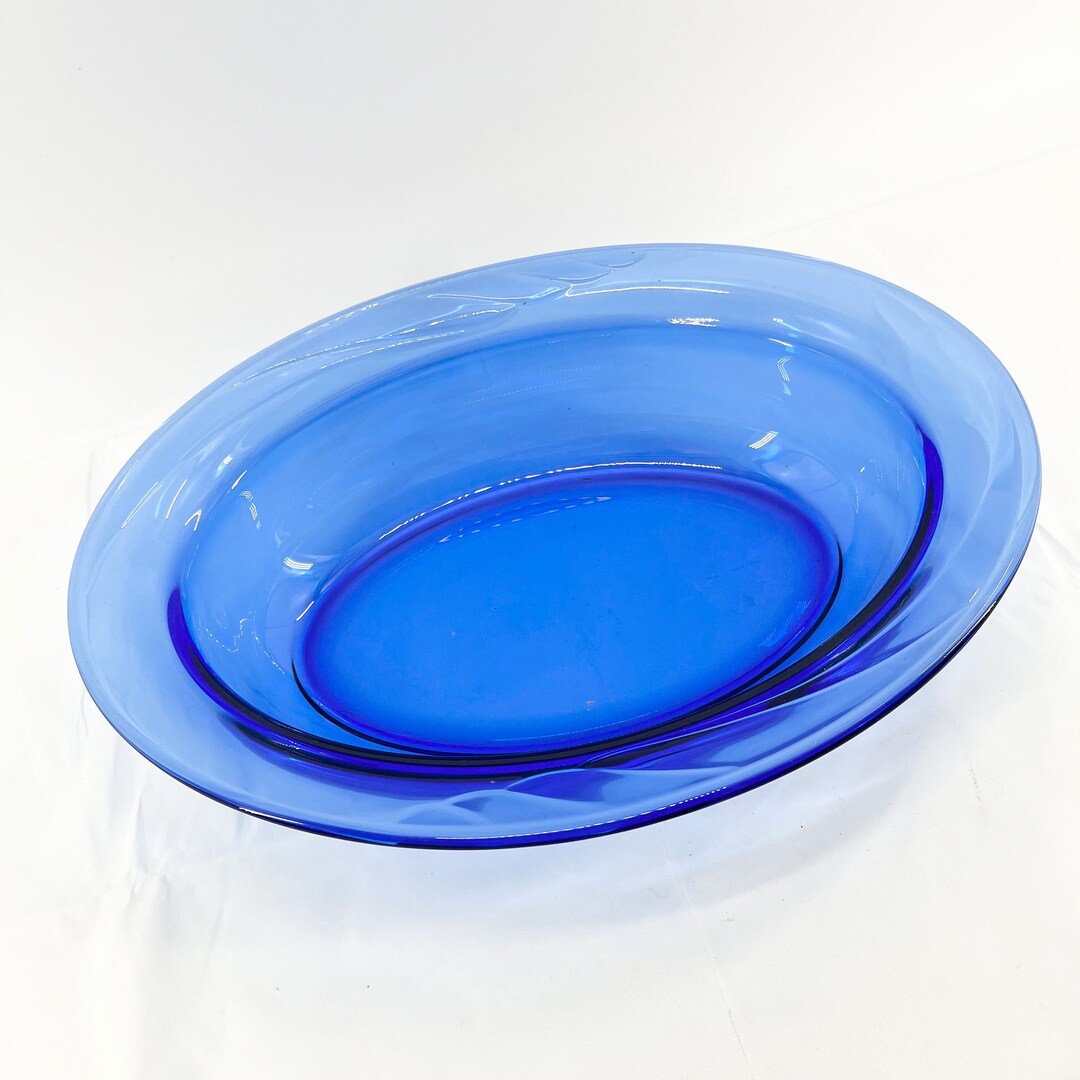 Cobalt Blue Pyrex Large Oval Crock Festive Glass Deep Dish Bowls ...