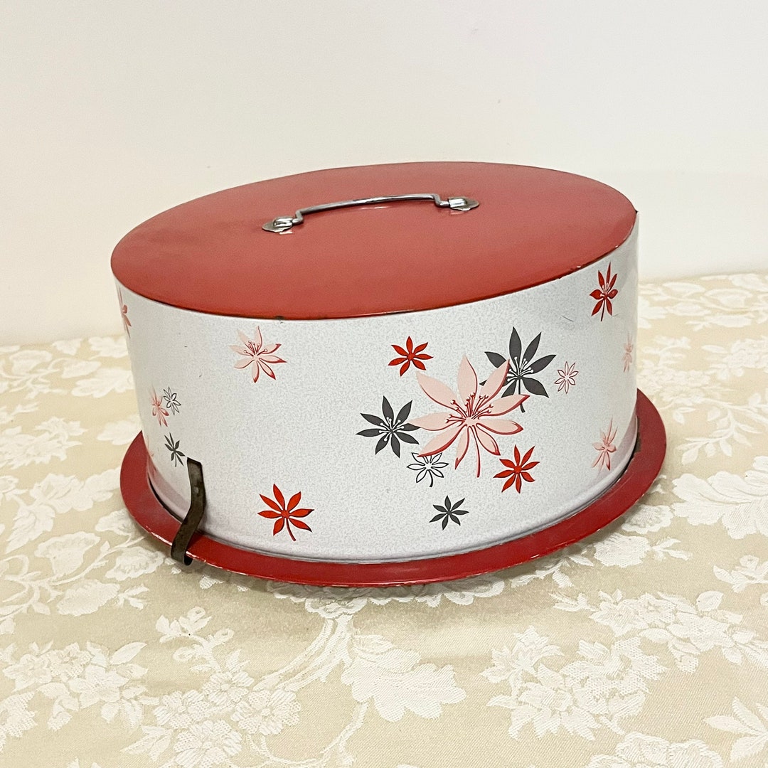 Mid Century Metal Carrier Cake Dome Covered Cake or Pie Dome Metal Tin ...