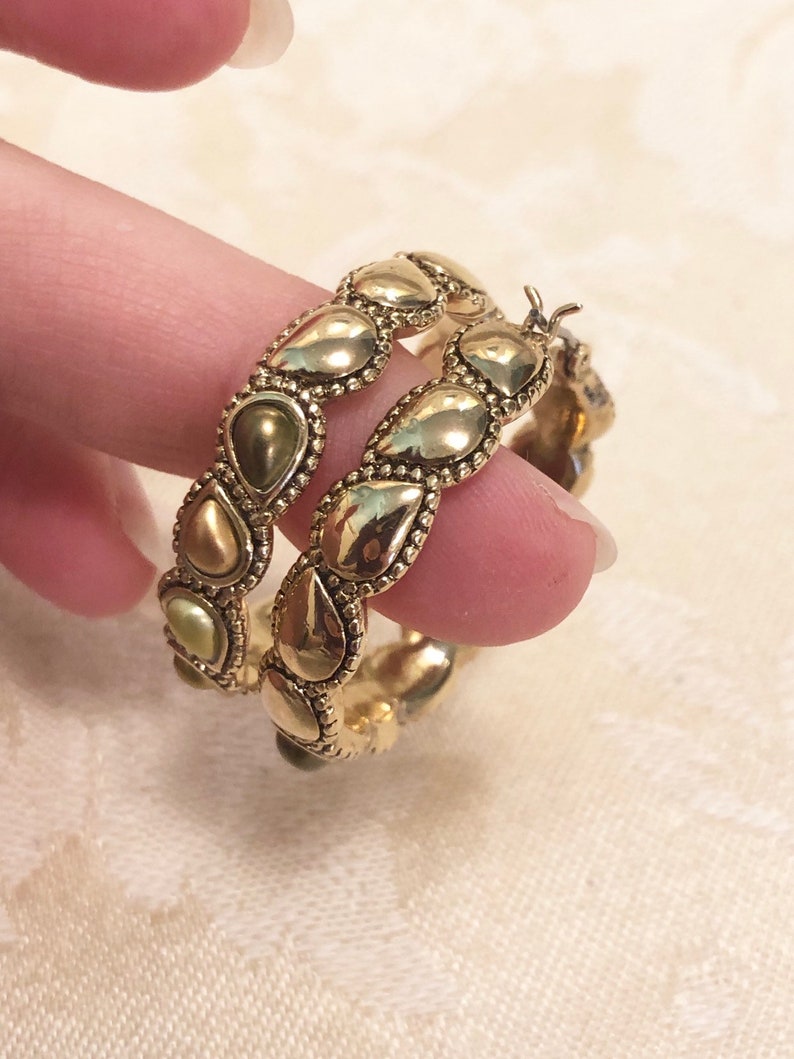 Antique Earth Tone Hoops Elegant Hoop Earrings With Tear Drop - Etsy