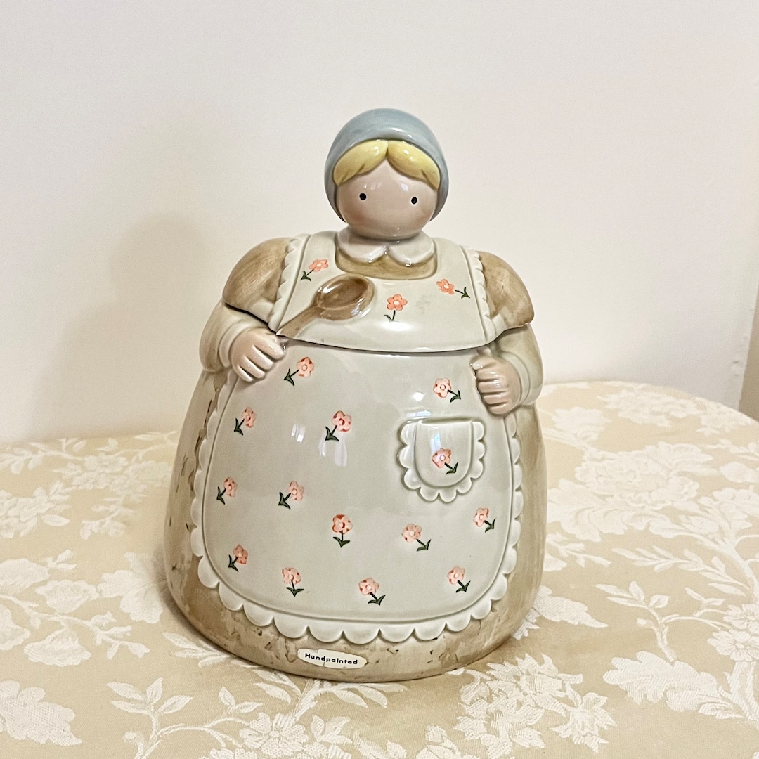 Rare Otagiri Cookie Jar Woman Homemaker Chef With Beautiful Flower ...