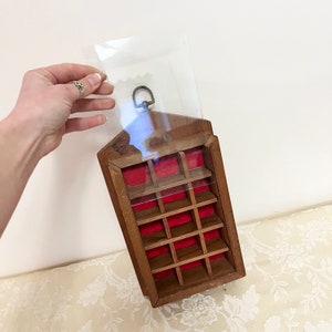 Wooden Collection Shelf Retro Thimble Display Shadow Box Glass Covered ...