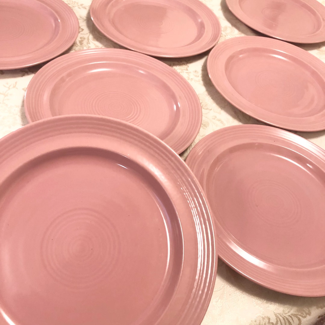 Furio Pink Stoneware Dinner Plate Set Serves 8 People 8 Dinner Plates ...