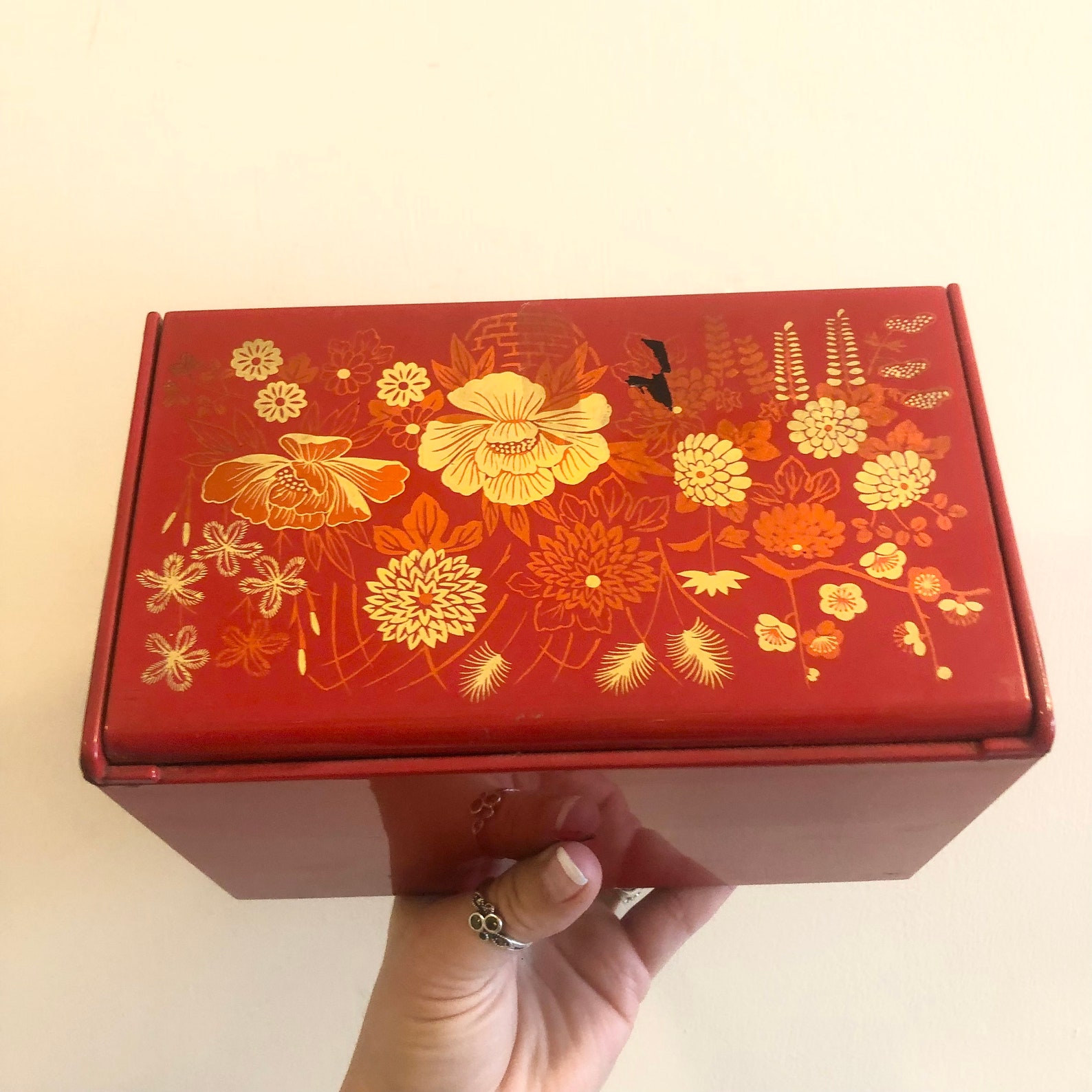 Antique Japanese Natural Tone Lacquered Storage Box Hand - Etsy