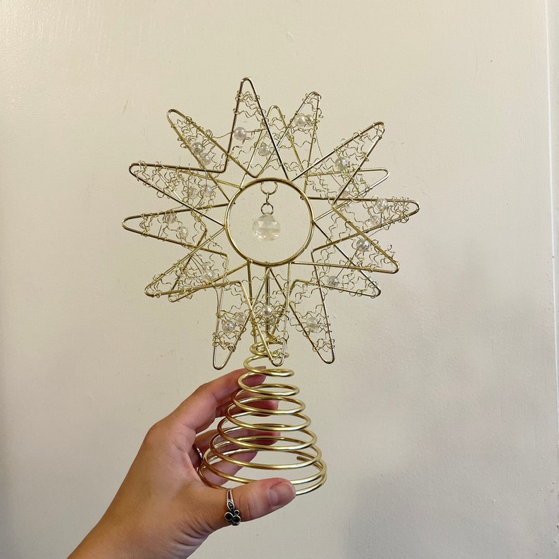 Golden Beaded Wire Tree Topper Star Bright Wire Inlay Bold - Etsy