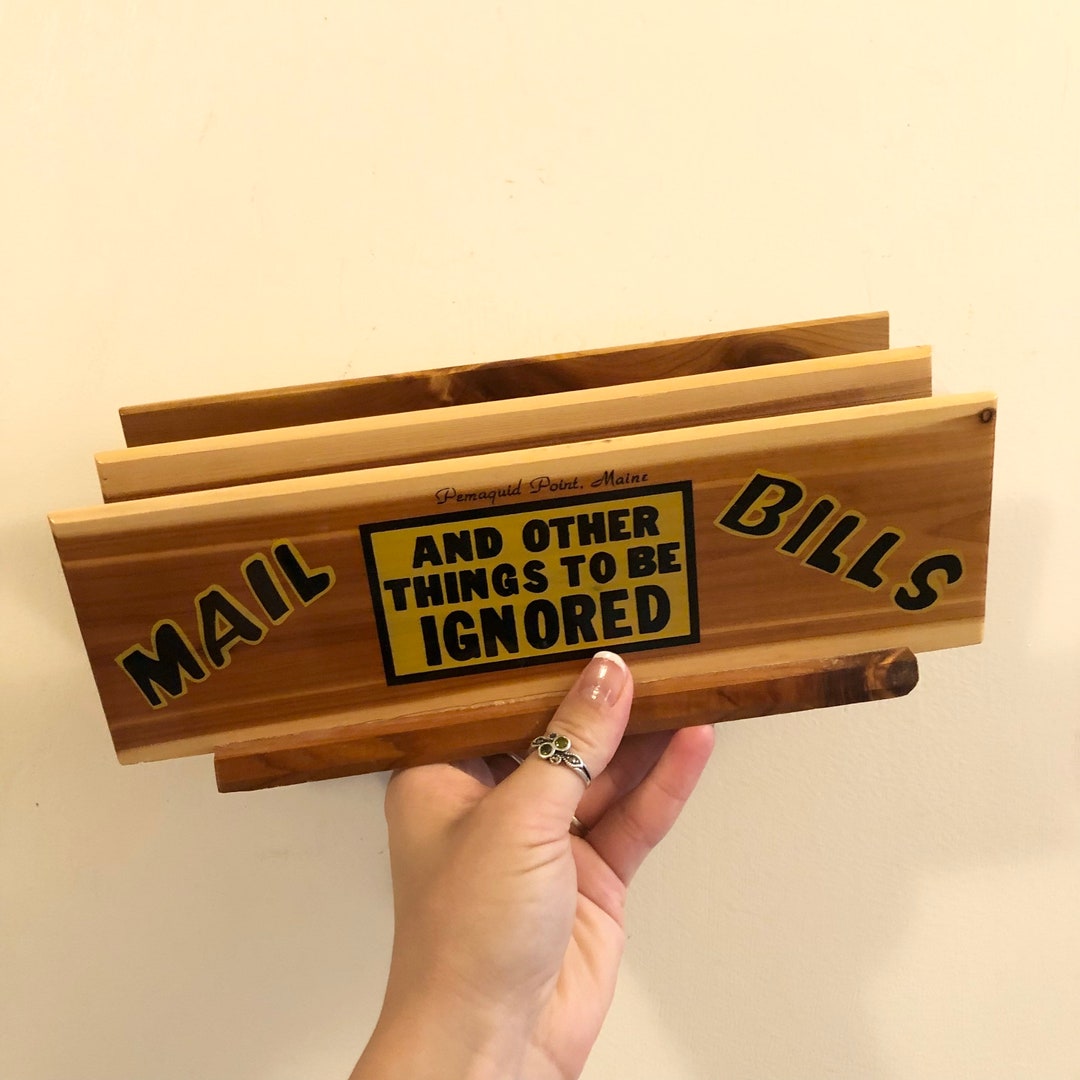 70s 80s Mail Bills and Other Things to Ignore Wooden Mail Organizer ...