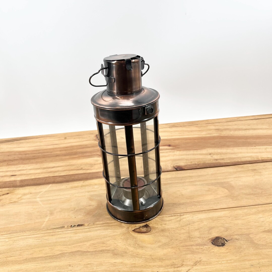 Antiqued Lantern With 5 Sided Glass Walls Glass Inside. Hangable ...