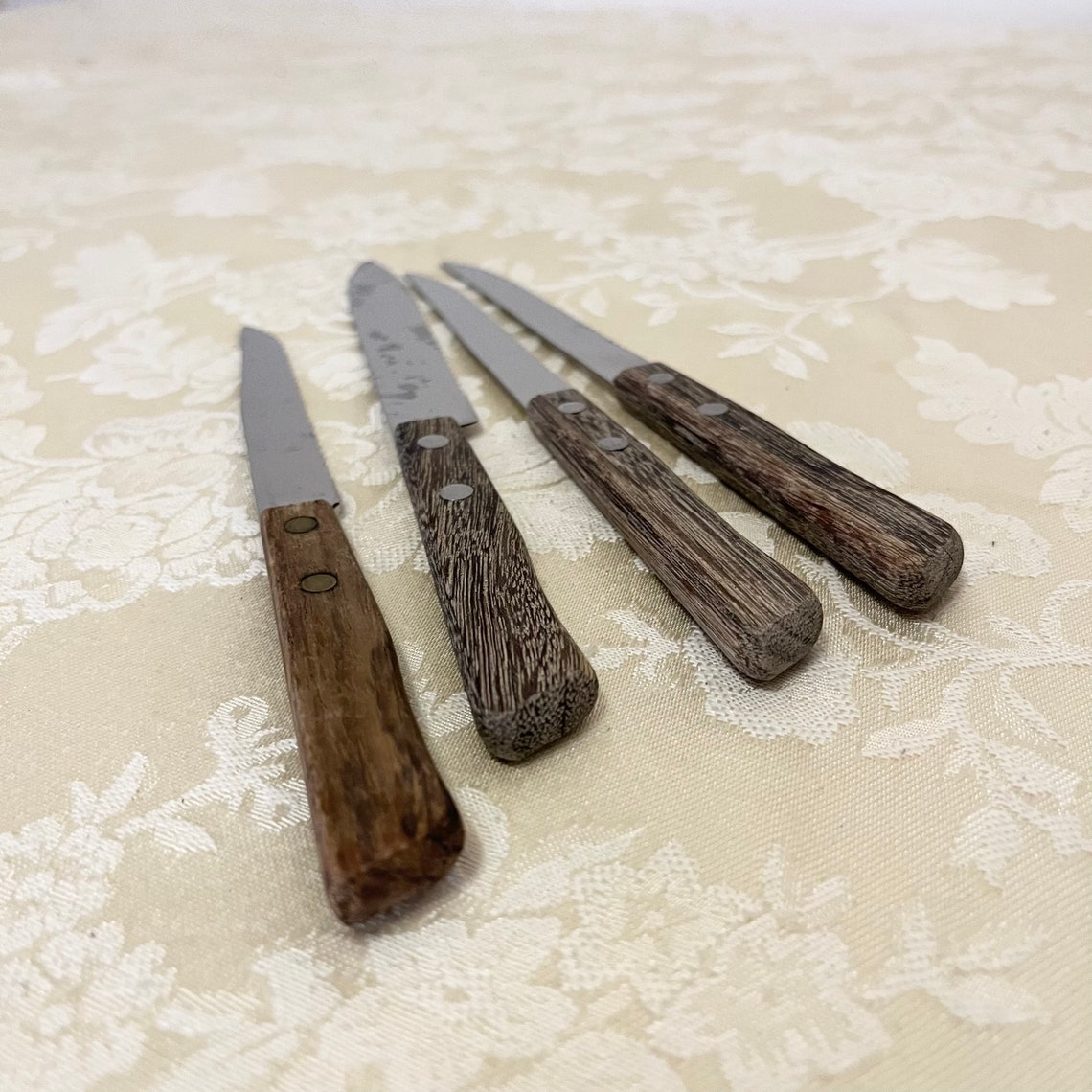 Stainless Steel Knives Primitive Wooden Knife Handles Japan Made ...